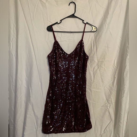 Forever 21 | Dresses | Burgundy Red Sequin Mini Dress Forever2 | Poshmark